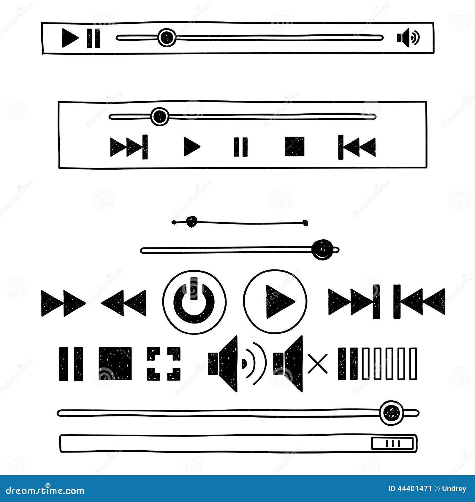 Hand Draw Sketch Doodle Audio Player for Web Stock Vector ...