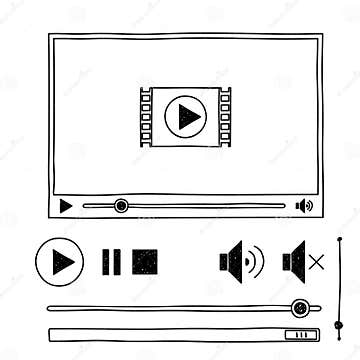 Hand Draw Sketch Doodle Video Player for Web Stock Vector ...