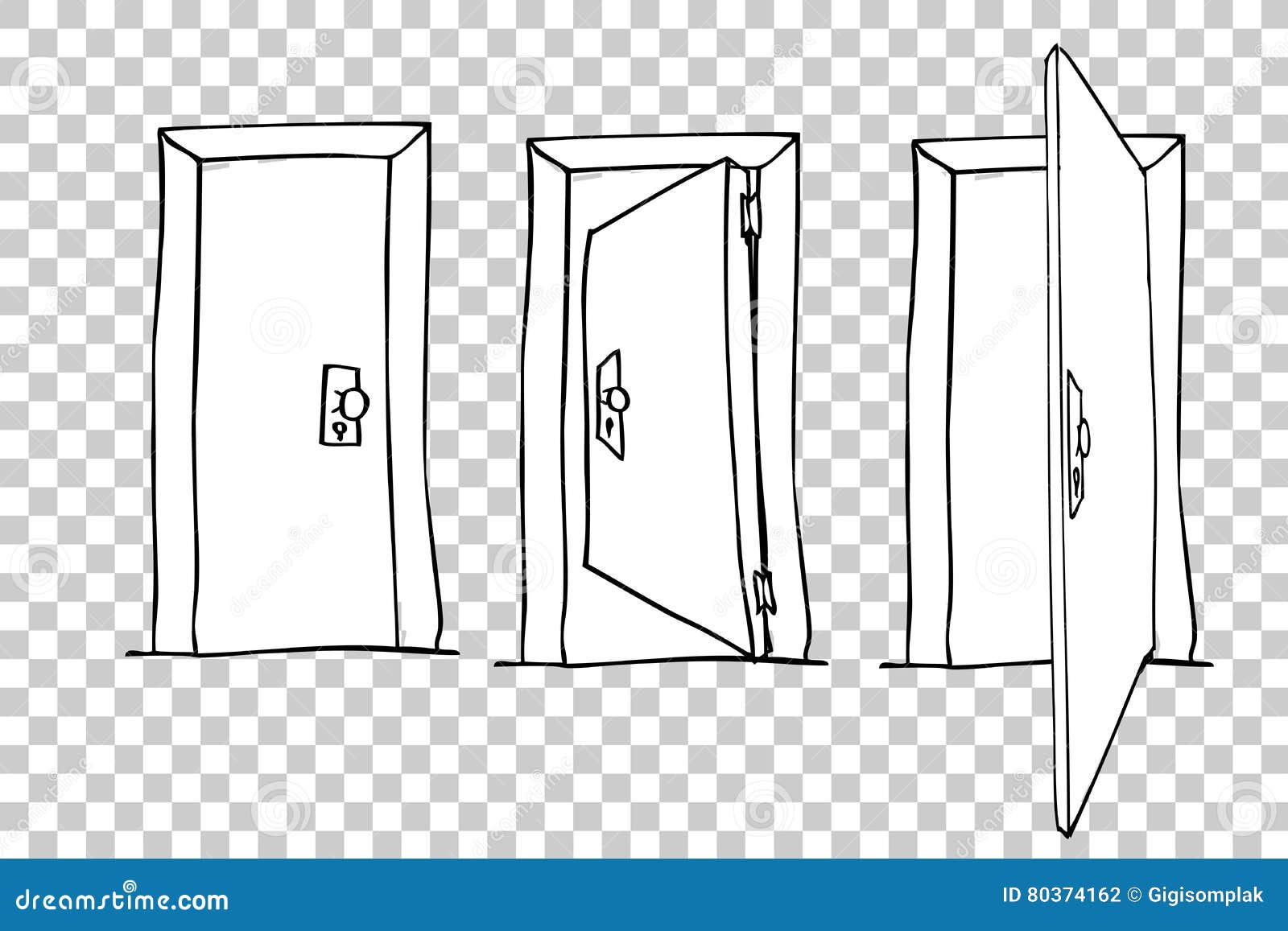 Hand Draw Sketch of Doors at Transparent Effect Background Stock Vector ...
