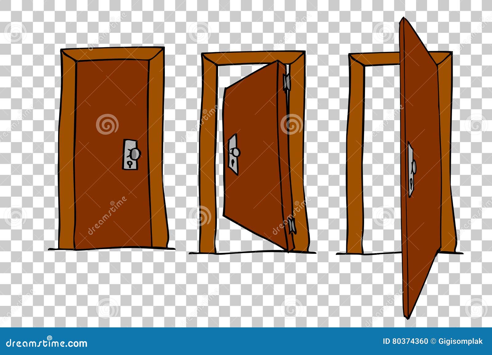 Hand Draw Sketch of Doors at Transparent Effect Background Stock Vector ...