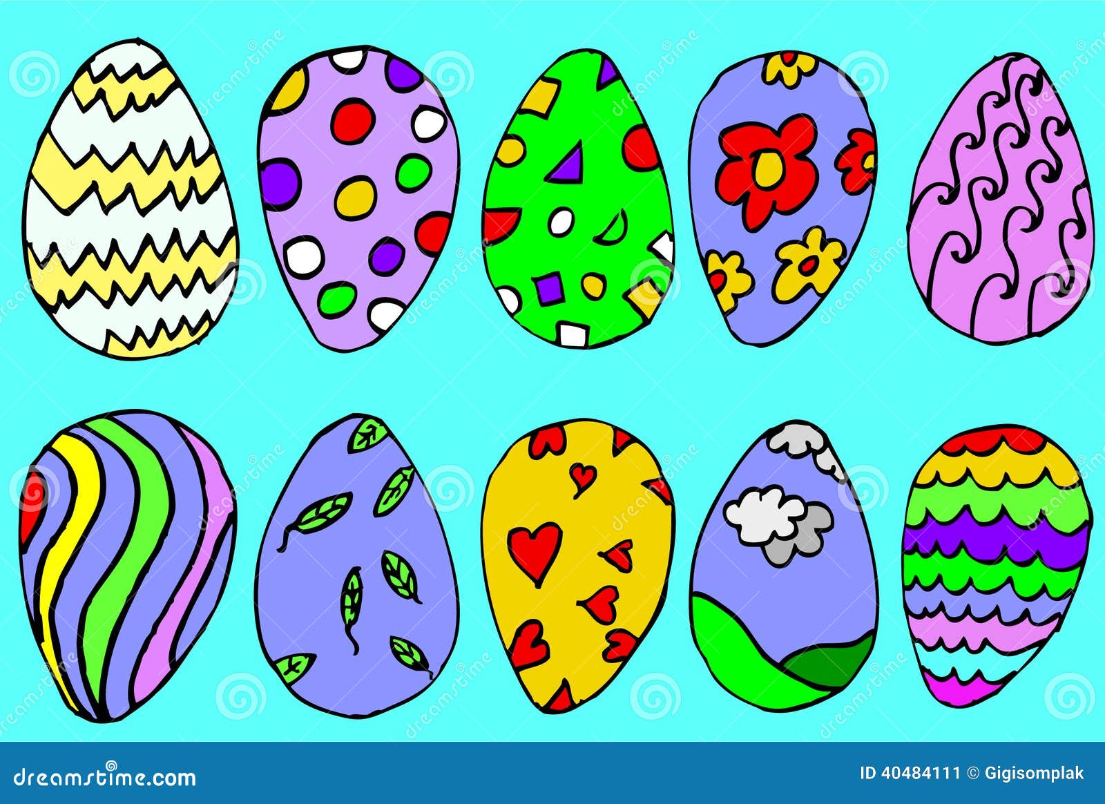Hand Draw Sketch Of Easter Eggs Stock Vector - Illustration of ...