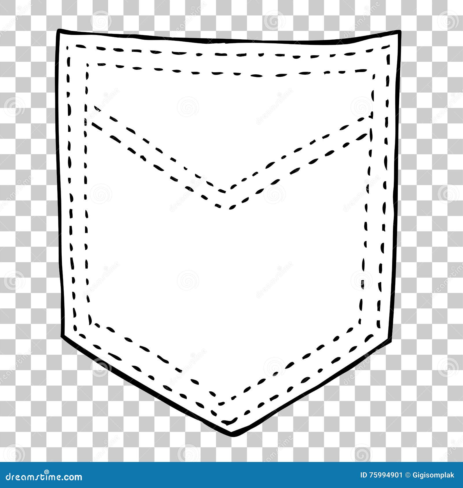 Hand Draw Sketch of Empty Back Pocket Stock Vector - Illustration of ...