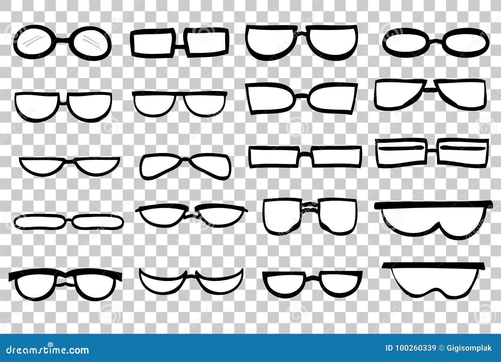 Hand Draw Sketch of Eyeglass, at Transparent Effect Background Stock ...