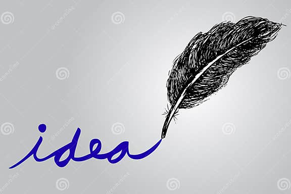 Hand Draw Sketch, Feather and Text Idea Stock Vector - Illustration of ...