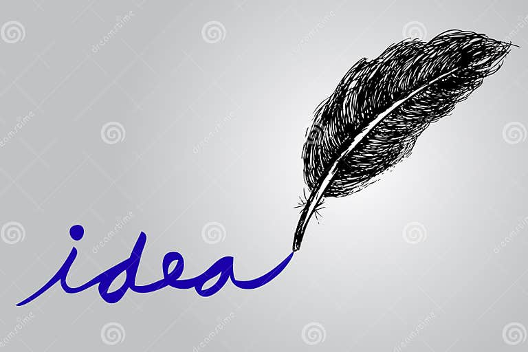Hand Draw Sketch, Feather and Text Idea Stock Vector - Illustration of ...