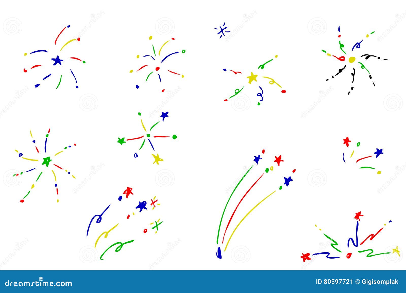 Hand Draw Sketch of Fire Works Stock Vector - Illustration of festive ...