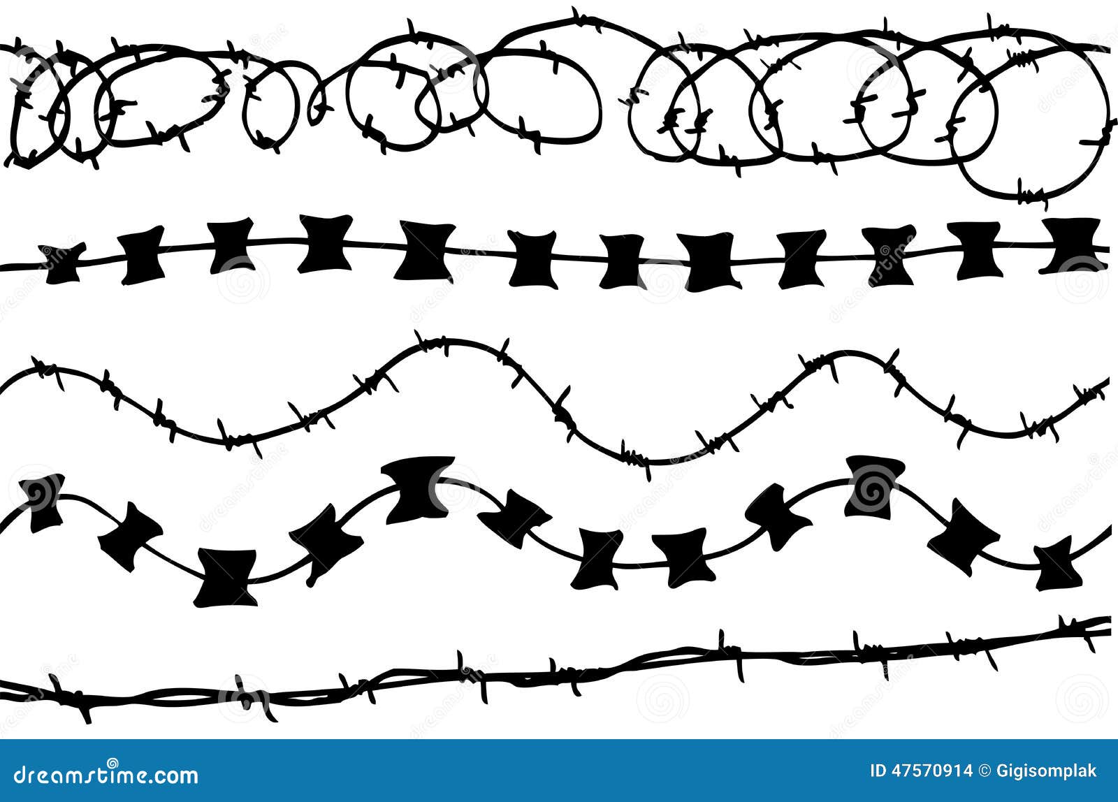 Hand Draw Sketch of Five Barbed Wire Stock Vector - Illustration of ...