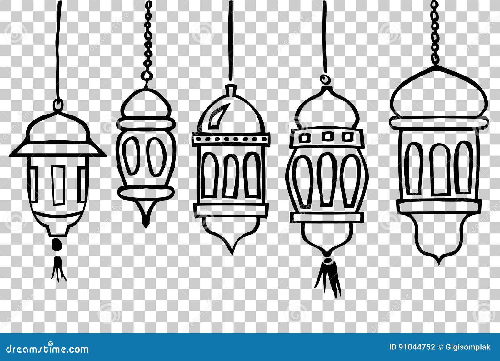 Hand Draw Sketch of Five Model Lantern Stock Vector - Illustration of ...