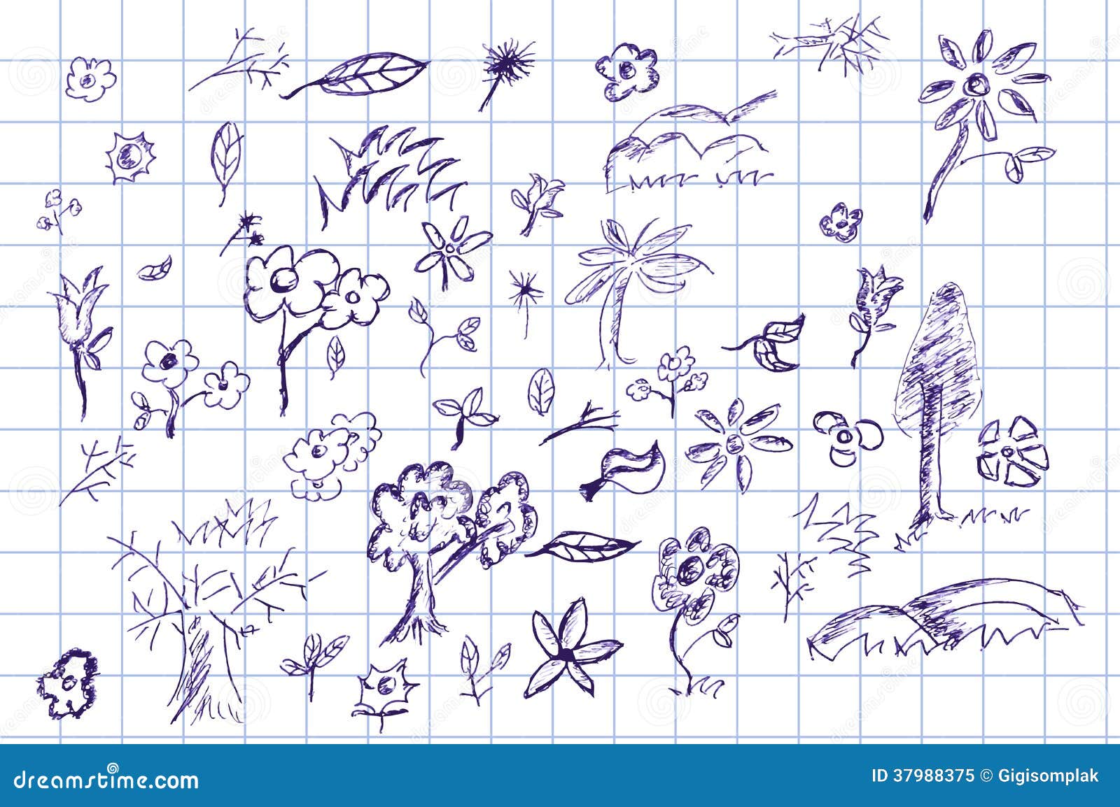 Hand draw sketch, flora stock illustration. Illustration of hill - 37988375