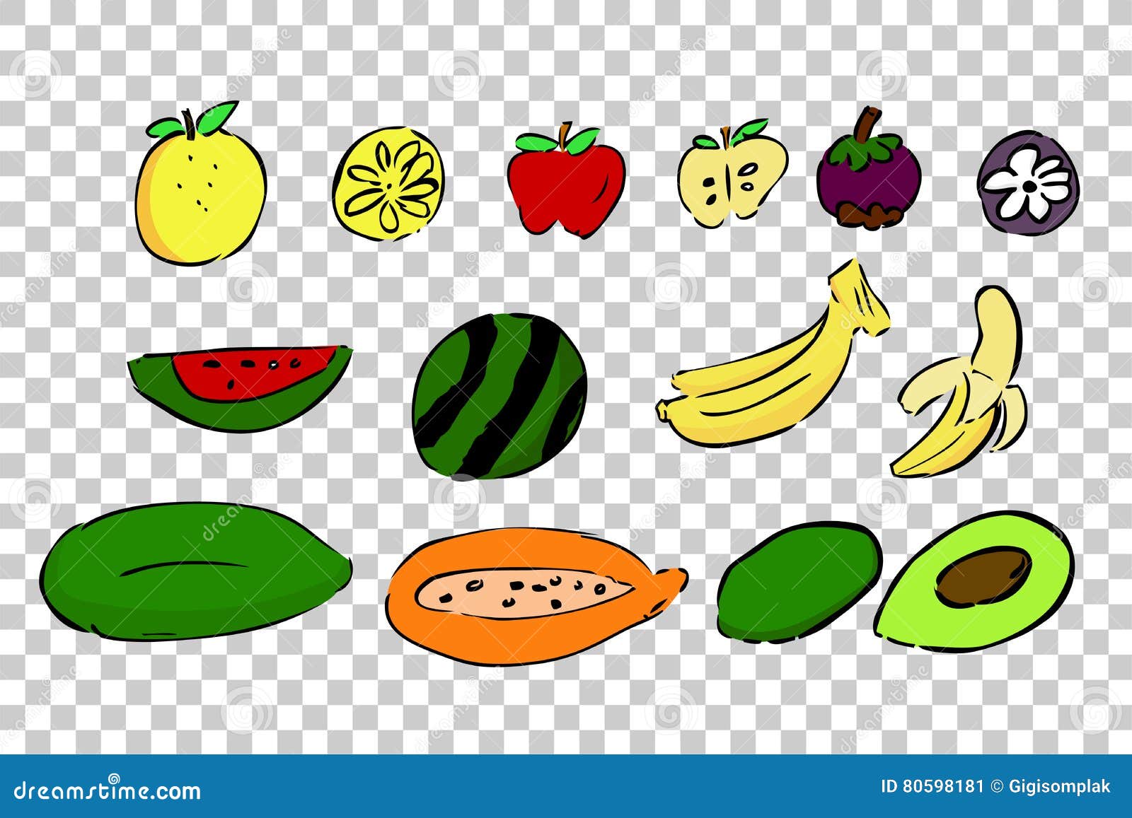 Hand draw sketch of fruits stock vector. Illustration of draw - 80598181
