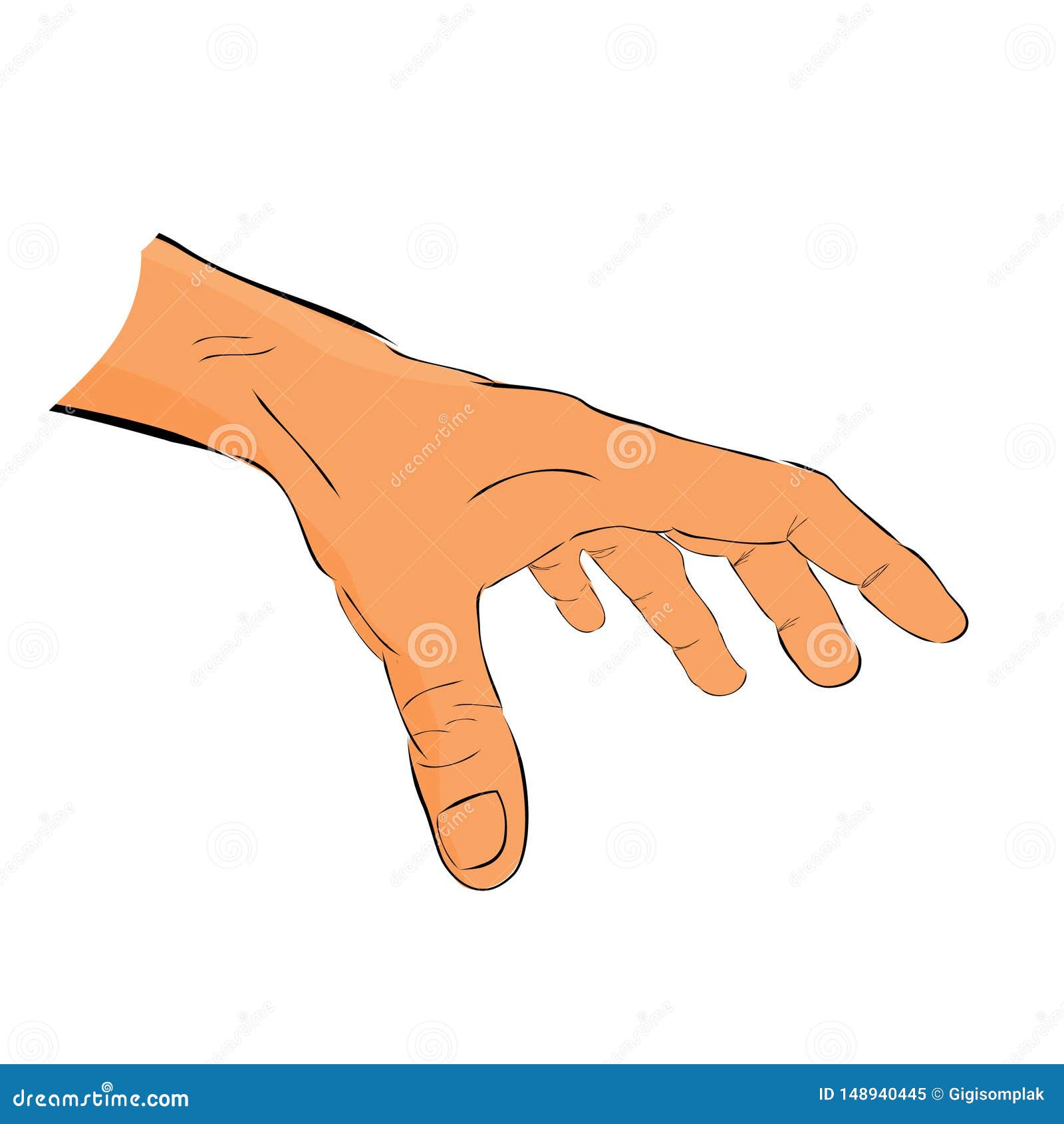 Hand Draw Sketch 6 Gesture Hand Holding, Picking / Take or Receive ...