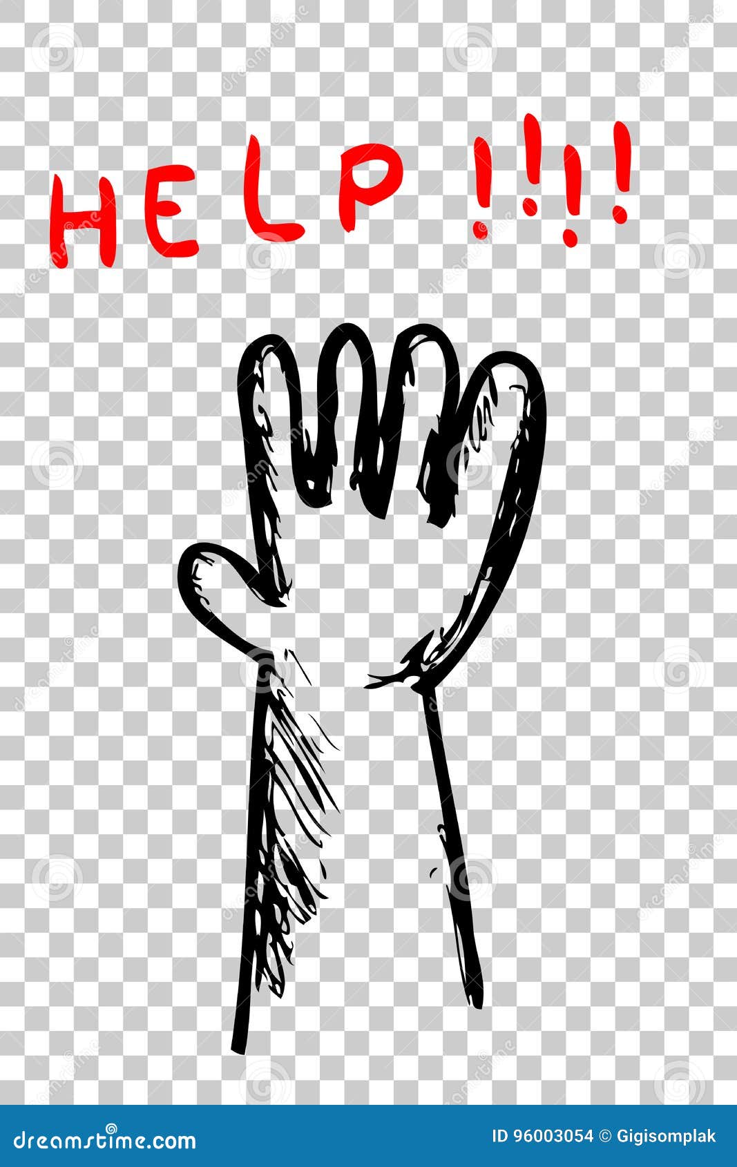 Hand Draw Sketch Illustration, Asking for Help Stock Vector ...