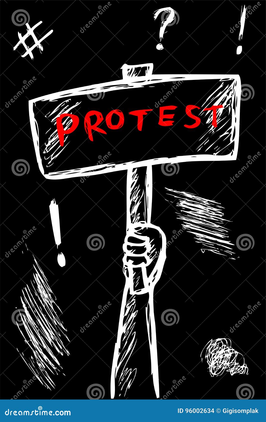 Hand Draw Sketch Illustration for Demonstration or Protest Stock Vector ...