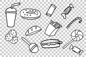 Hand Draw Sketch of Junk Food Stock Vector - Illustration of doodle ...