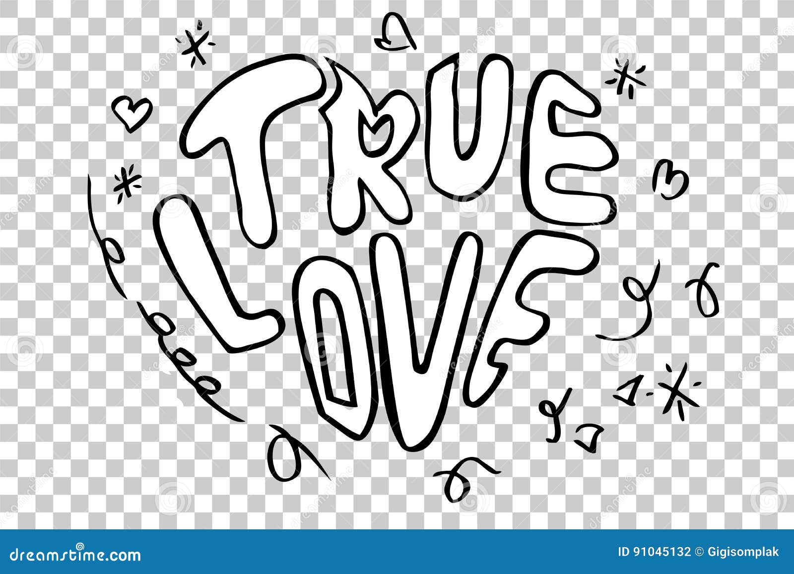 Hand Draw Sketch, Lettering, True Love, at Transparent Effect ...