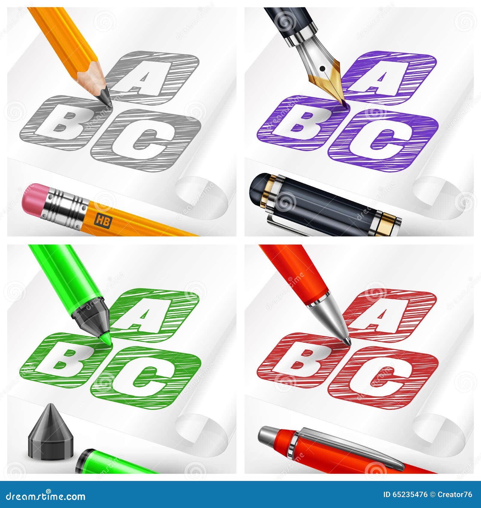Hand Draw Sketch Letters and Pens Stock Vector - Illustration of symbol ...