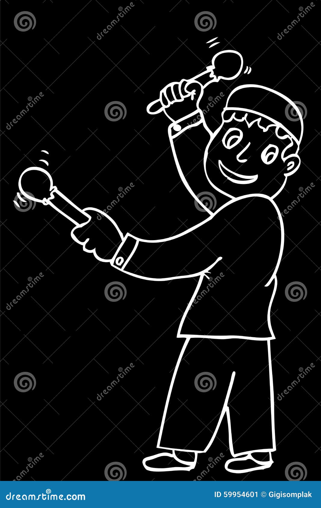 Hand Draw Sketch, Man Boy - Hit Something Stock Vector - Illustration ...