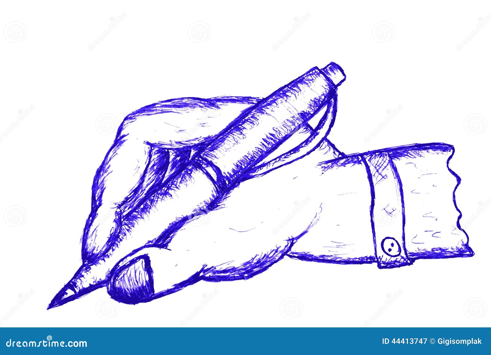 Hand Draw Sketch Man Hand Writing Stock Illustration - Illustration of ...