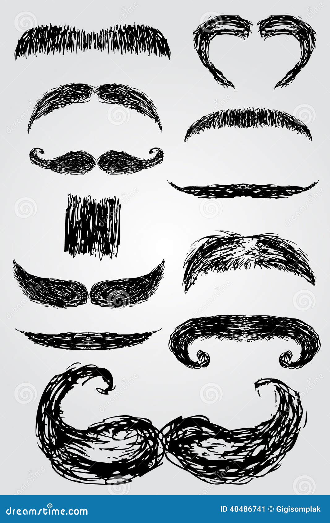Hand Draw Sketch, Moustache Stock Vector - Illustration of drawn, head ...