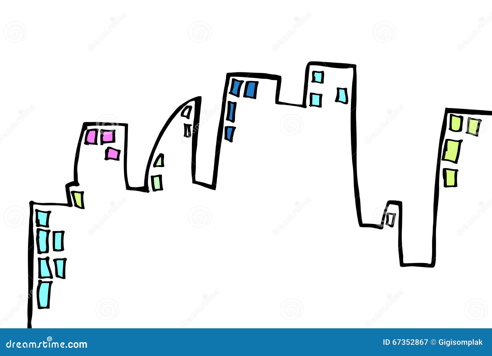 Hand Draw Sketch of Outline Buildings Stock Vector - Illustration of ...