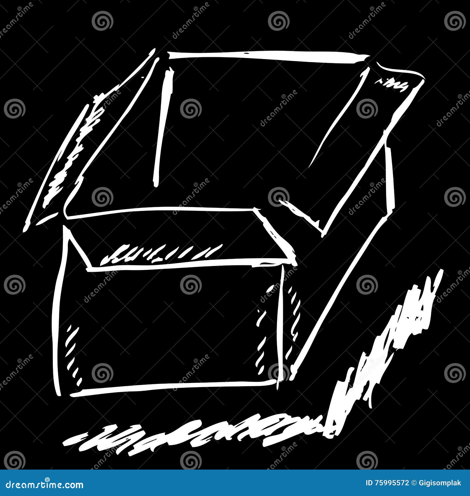 Hand Draw Sketch Outline of Empty Box Stock Vector - Illustration of ...