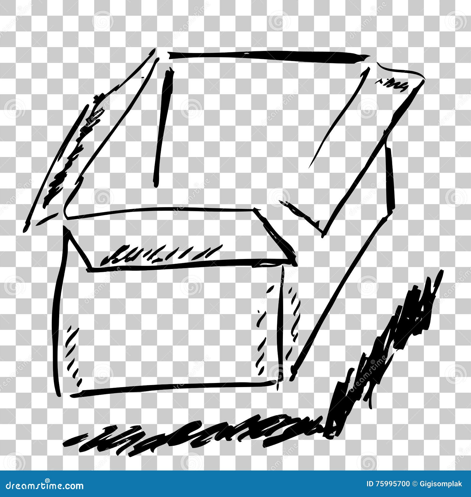 Hand Draw Sketch Outline of Empty Box Stock Vector - Illustration of ...