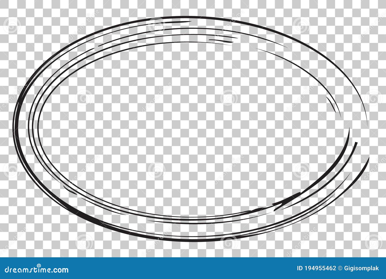 Vector Hand Draw Sketch Oval Frame from Multiple Black Thic Market for ...