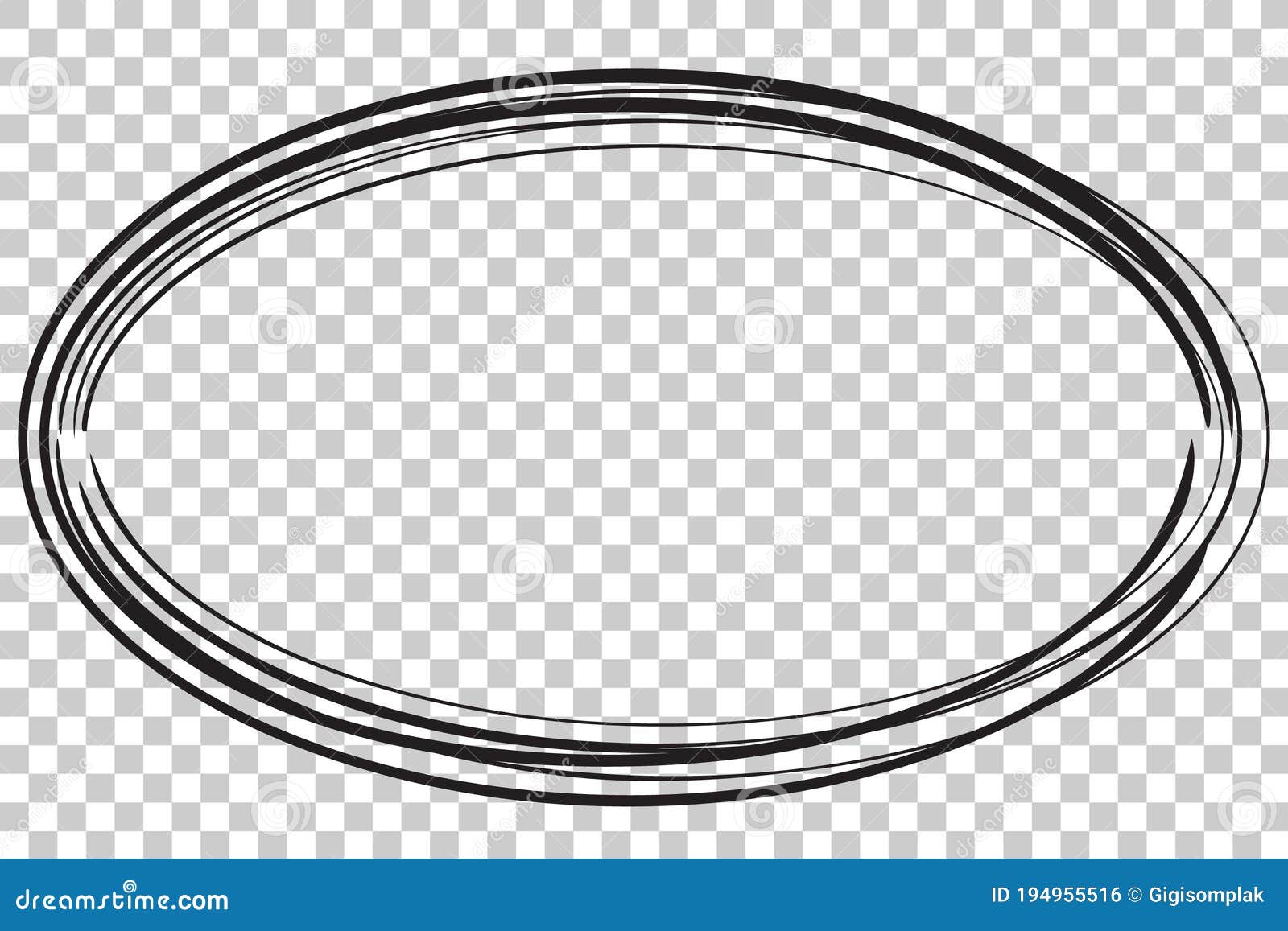 Vector Hand Draw Sketch Oval Frame from Multiple Black Thic Market for ...