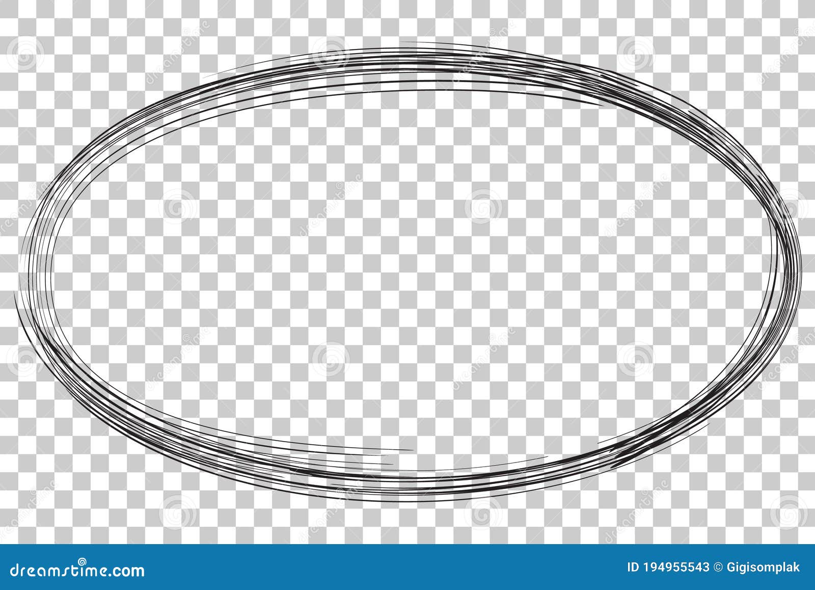 Vector Hand Draw Sketch Oval Frame From Multiple Black Thic Market For ...