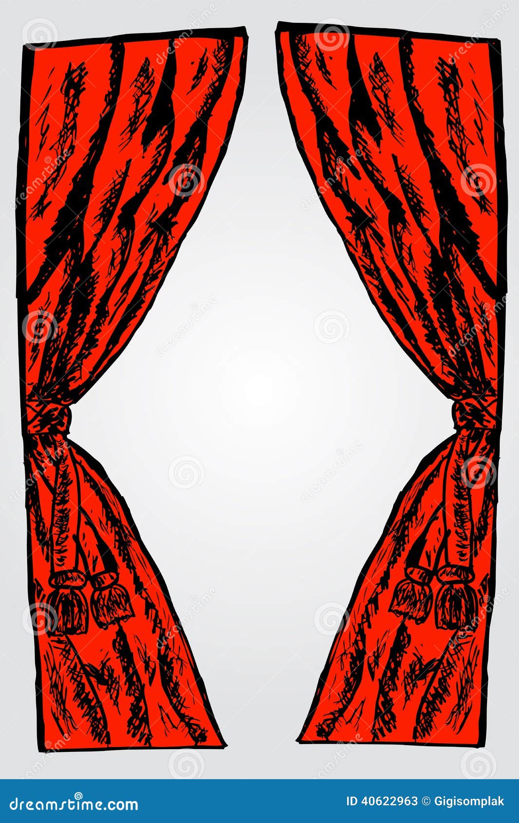 Hand Draw Sketch, with Pen, Curtain Stock Vector - Illustration of ...