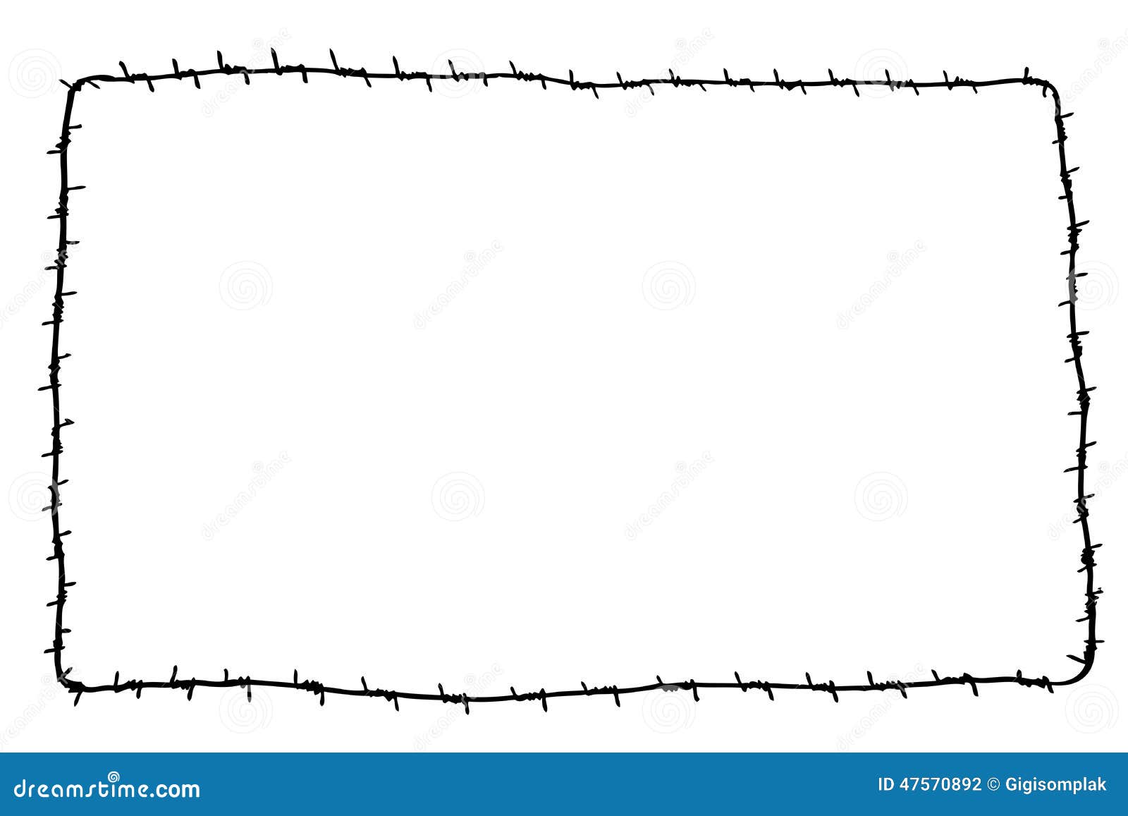 Hand Draw Sketch of Rectangle Barbed Wire Stock Vector - Illustration ...
