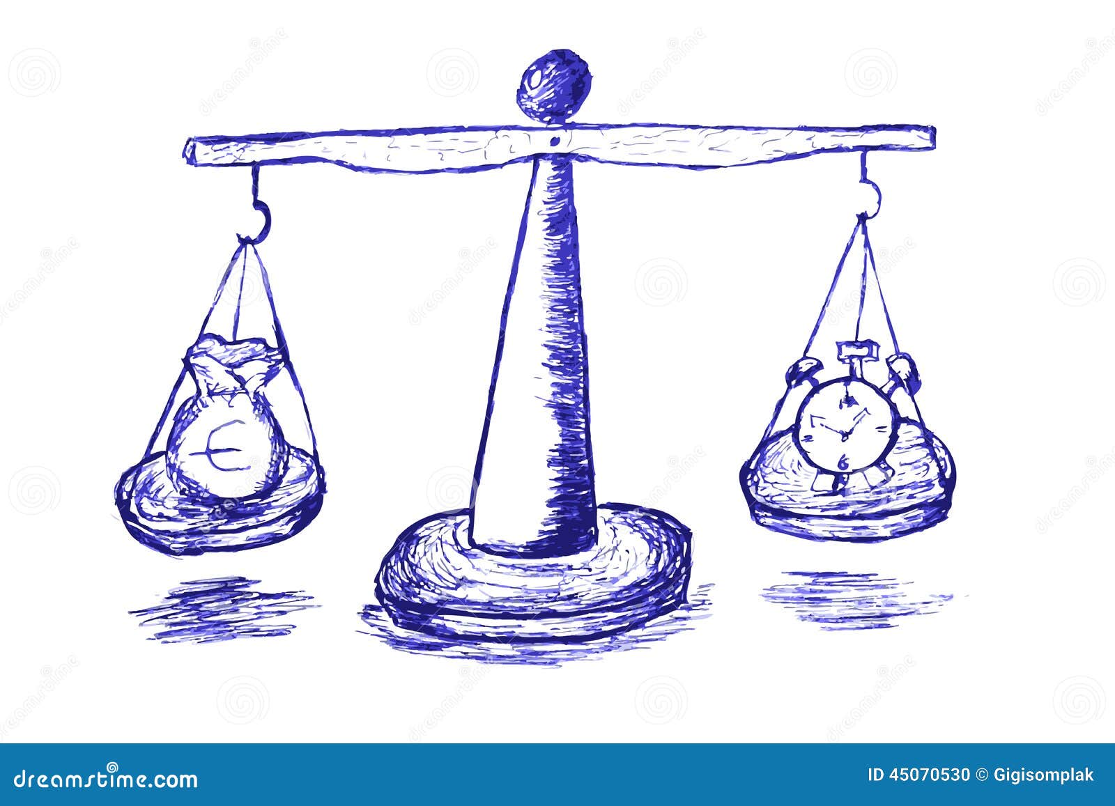 Hand Draw Sketch Scale, Time is Money Stock Vector - Illustration of ...
