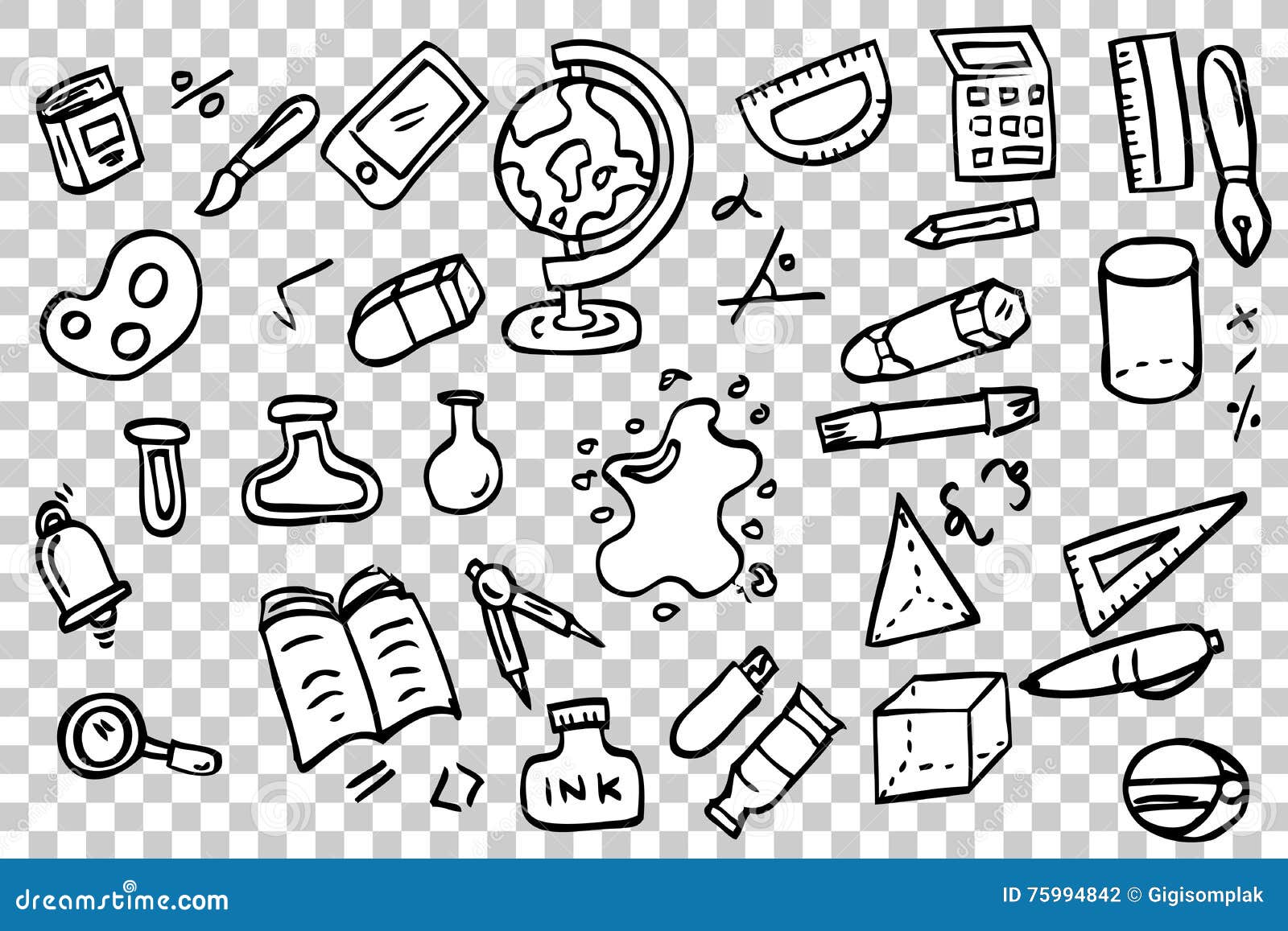 Hand Draw Sketch of School or Education Stuff Stock Vector ...