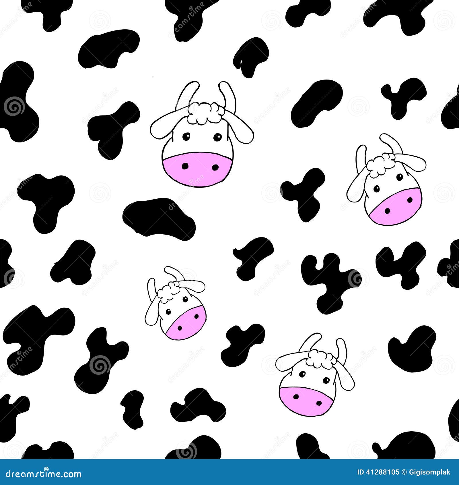 Hand Draw Sketch of Seamless Cow Skin Stock Vector - Illustration of ...