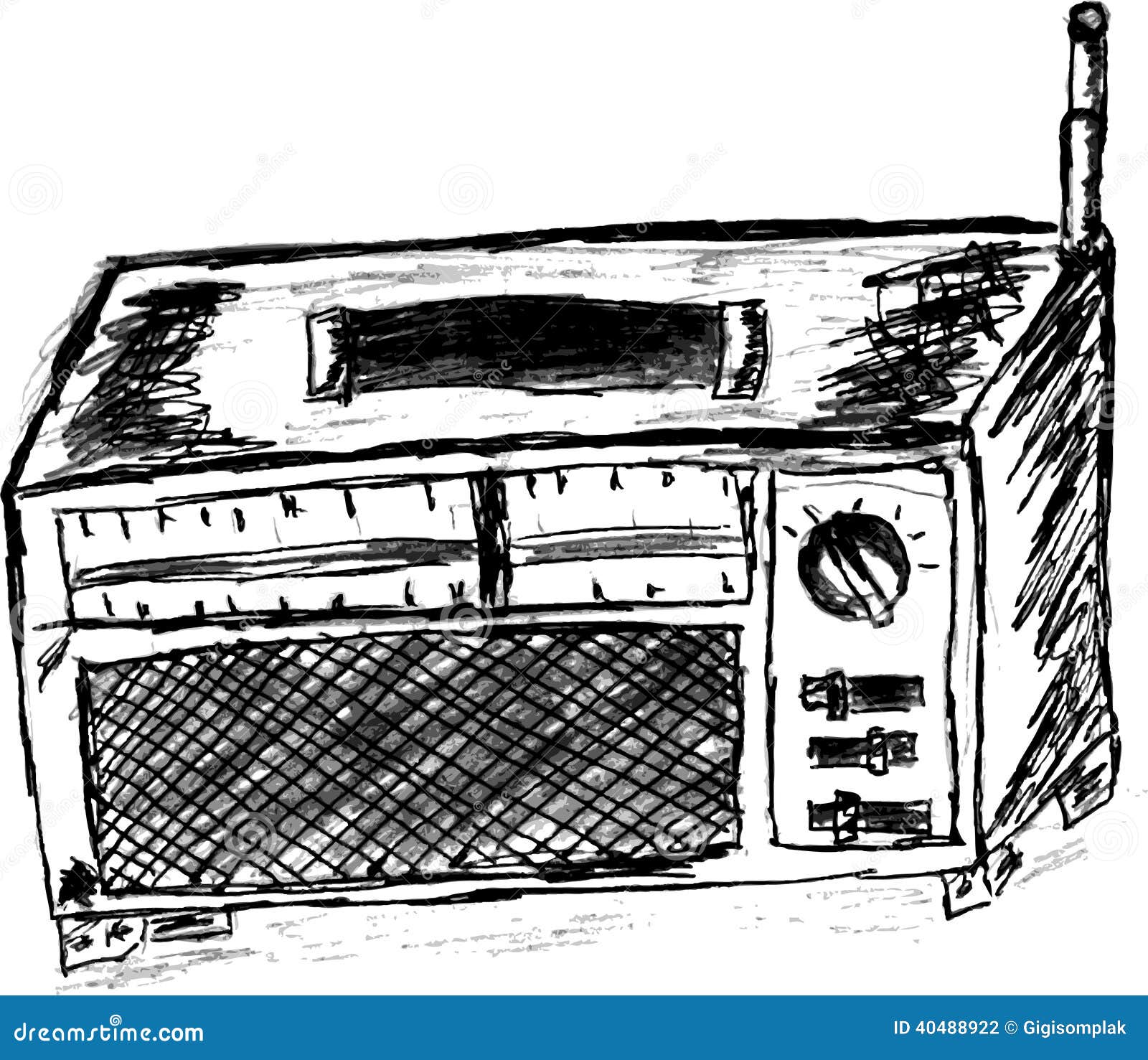 Transistor Radio Receiver On Wood Table In Home Interior. 3d Royalty ...