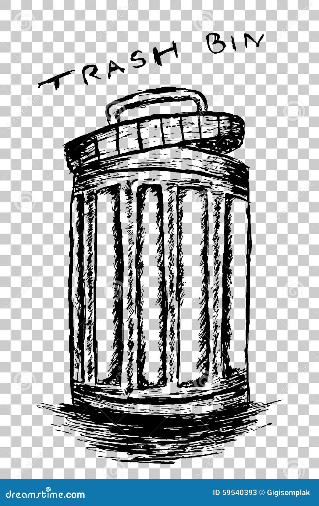 Hand Draw Sketch, Trash and Trash Bin Stock Vector - Illustration of ...
