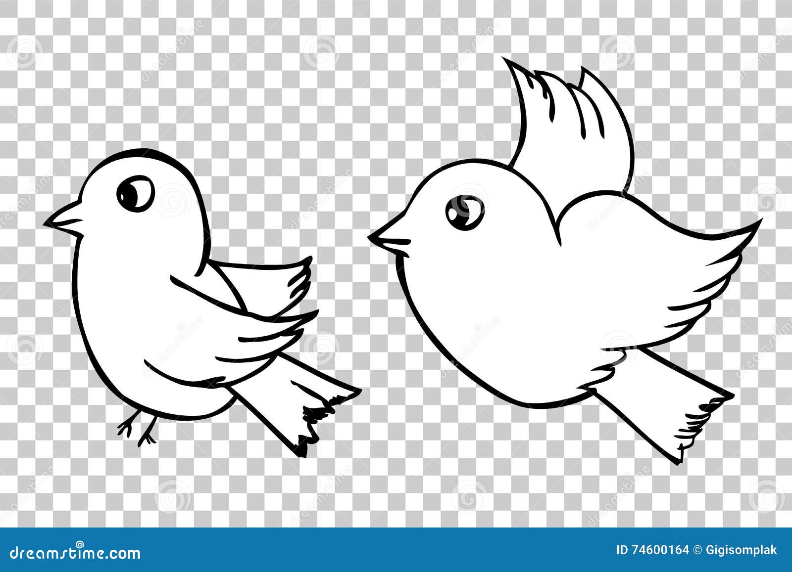 Two Birds Clipart Black And White