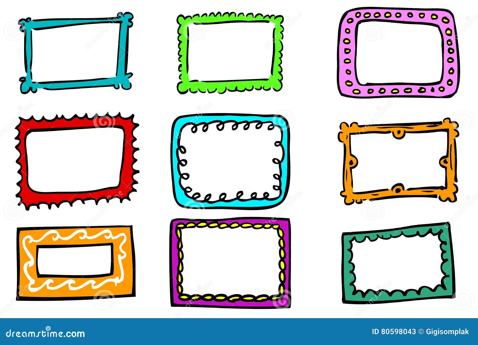 Hand Draw Sketch, Various Frames Stock Vector - Illustration of ...