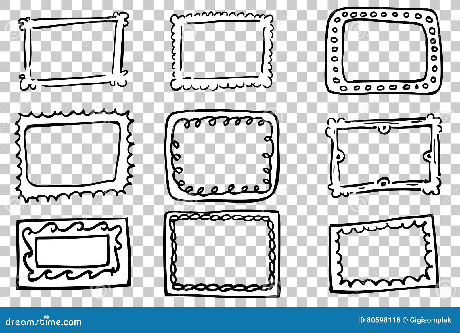 Hand Draw Sketch, Various Frames Stock Vector - Illustration of eps10 ...