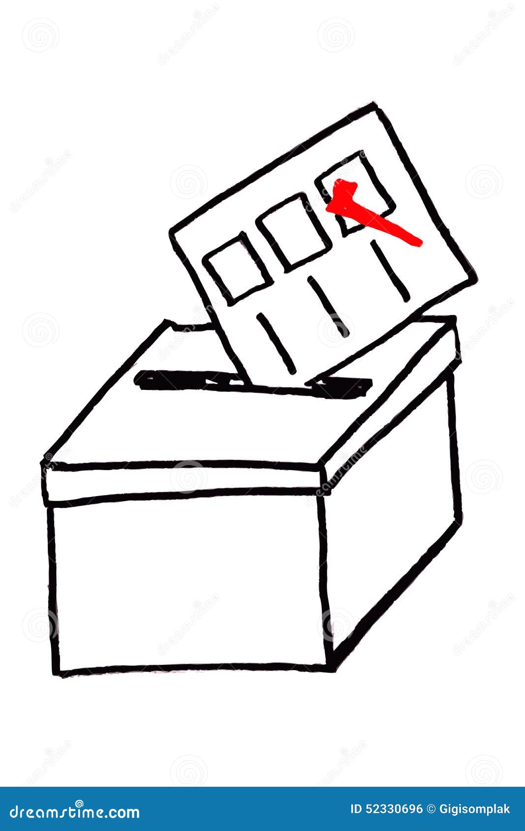 Hand draw sketch, vote box stock vector. Illustration of balloting ...