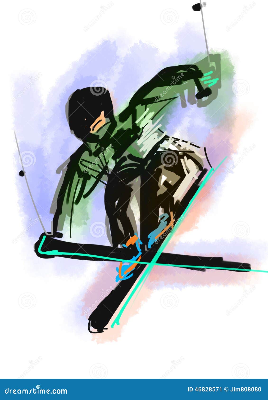 Hand draw ski stock illustration. Illustration of young - 46828571