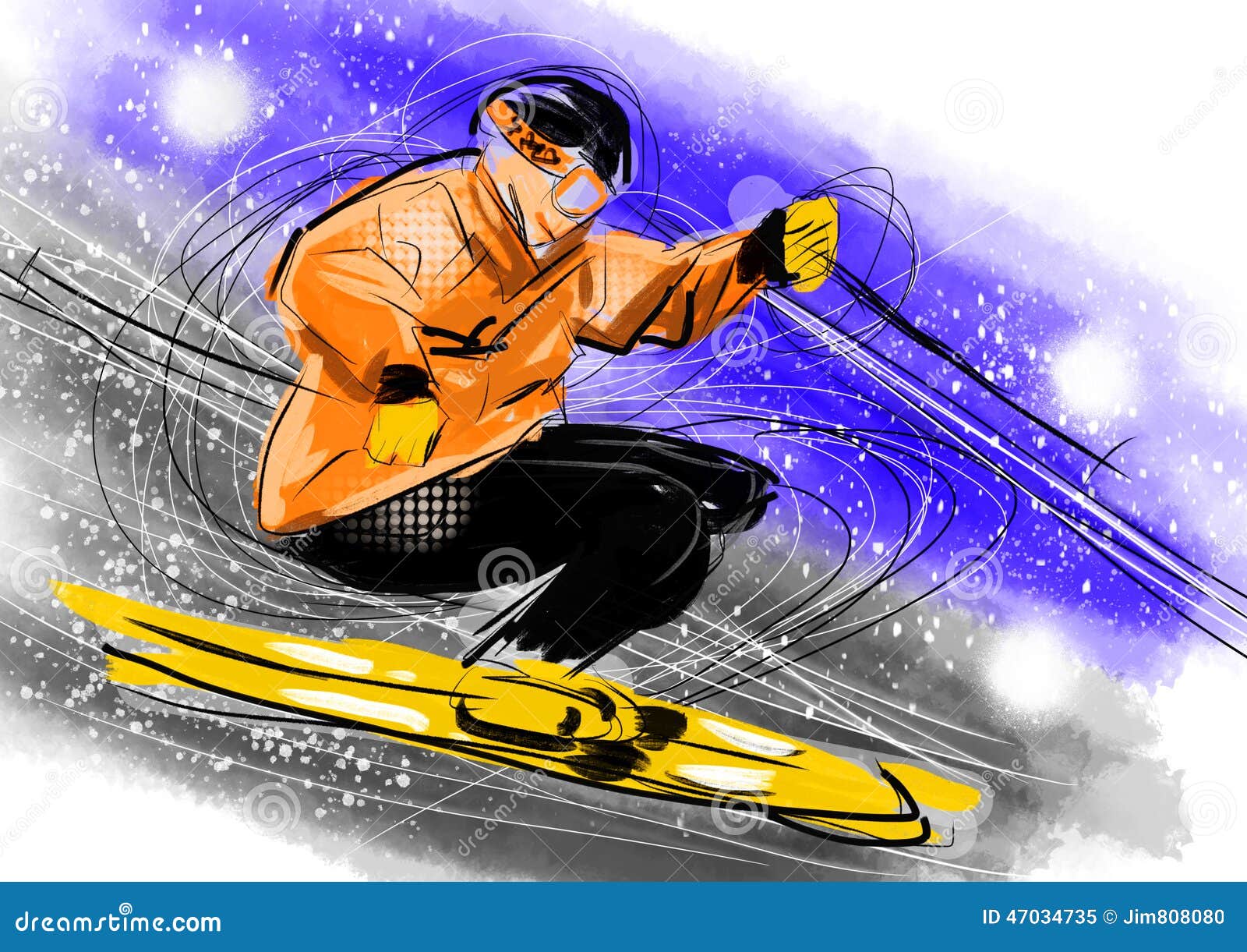 Hand draw ski stock illustration. Illustration of snow - 47034735