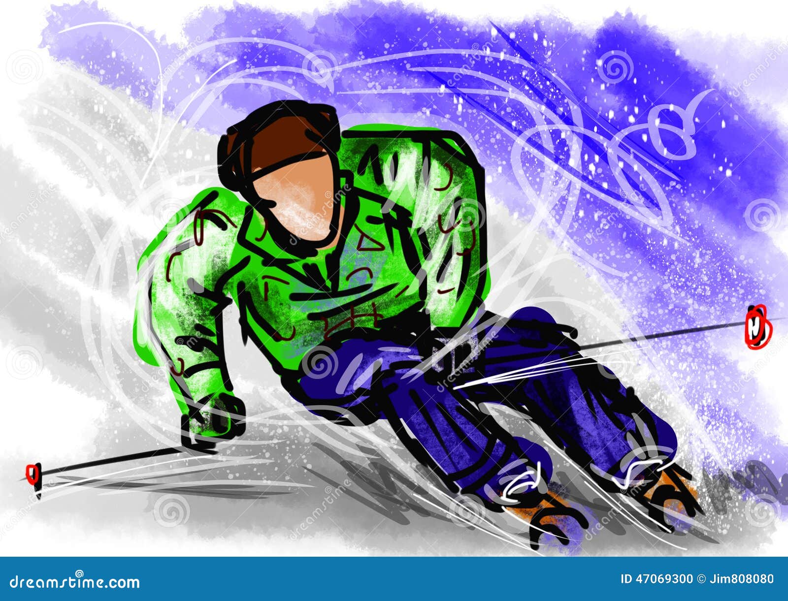 Hand draw ski stock illustration. Illustration of paint - 47069300
