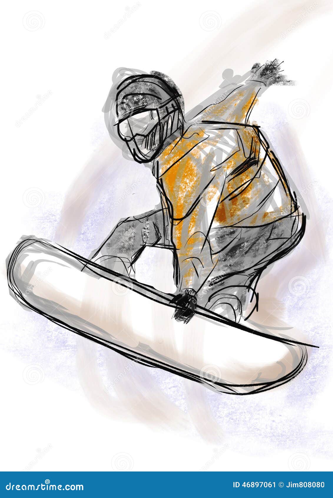 Hand draw snowboarding stock illustration. Illustration of piant - 46897061