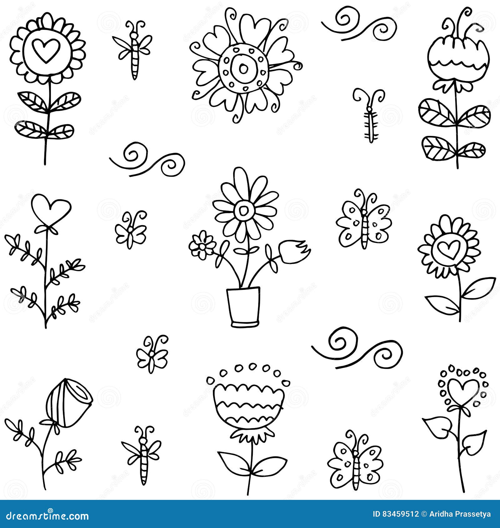 Hand Draw of Spring Item Doodles Stock Vector - Illustration of cute ...