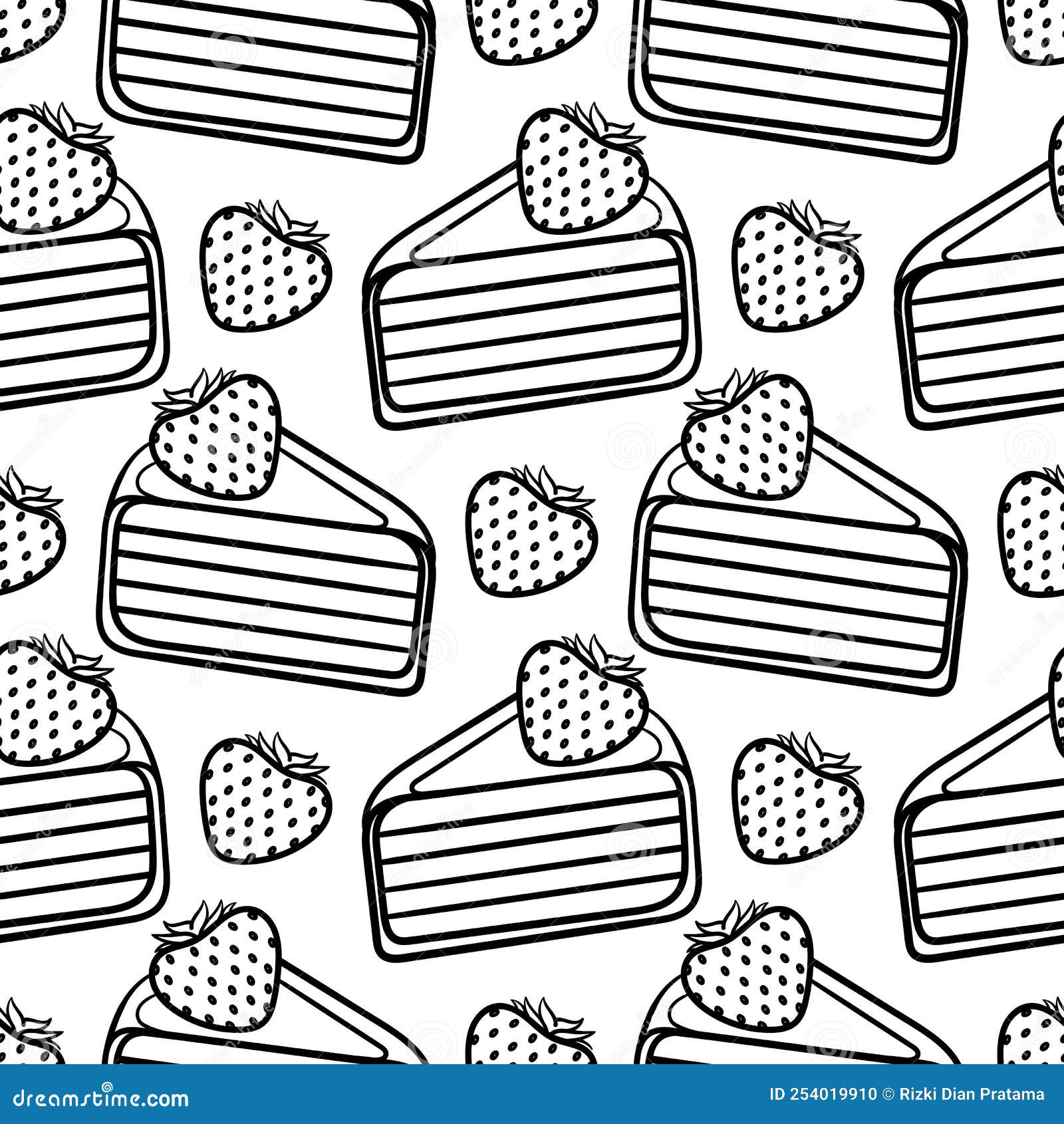 Hand Draw Strawberry Cake Seamless Pattern Stock Vector - Illustration ...