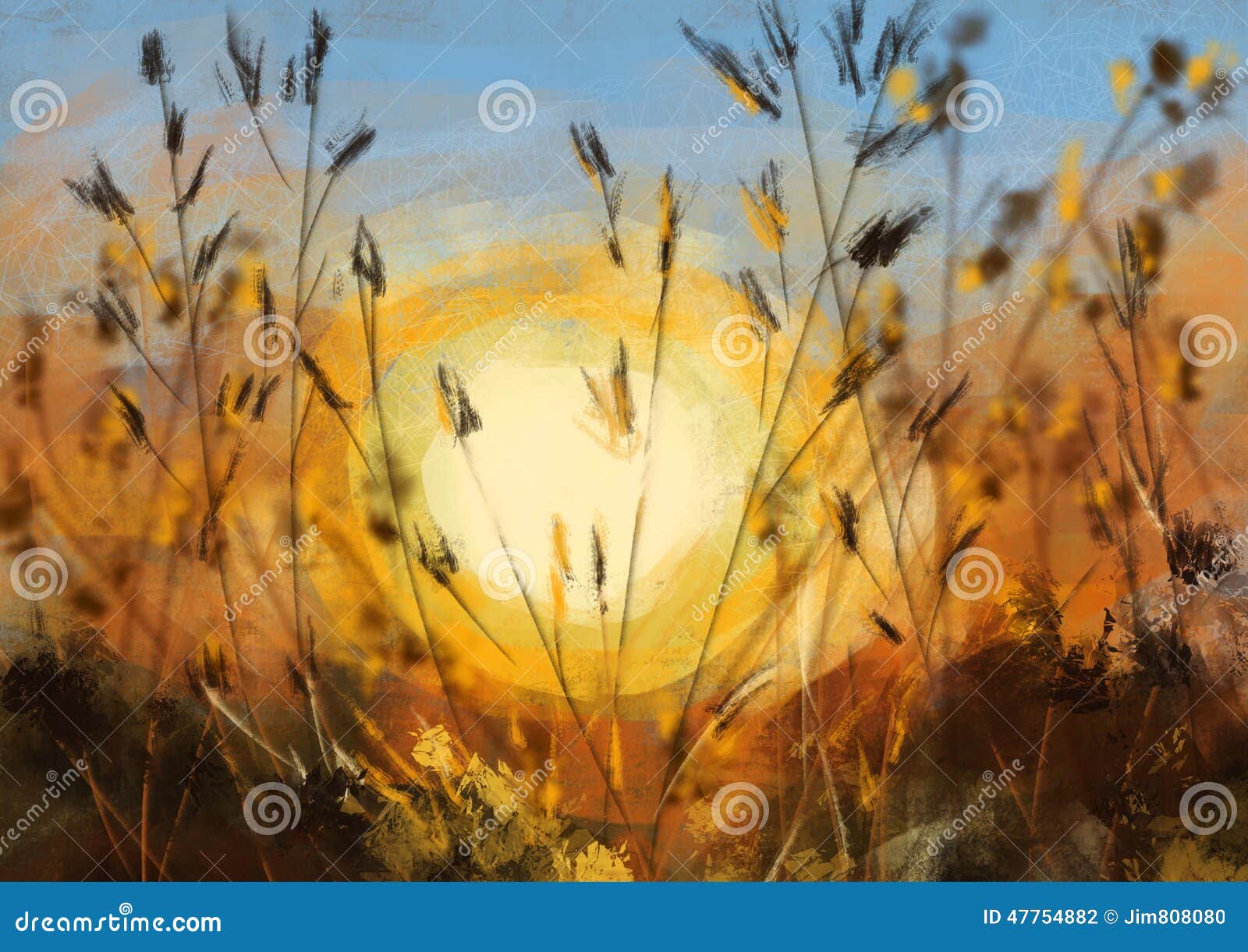 Hand draw sunset stock photo. Image of sunrise, evening - 47754882