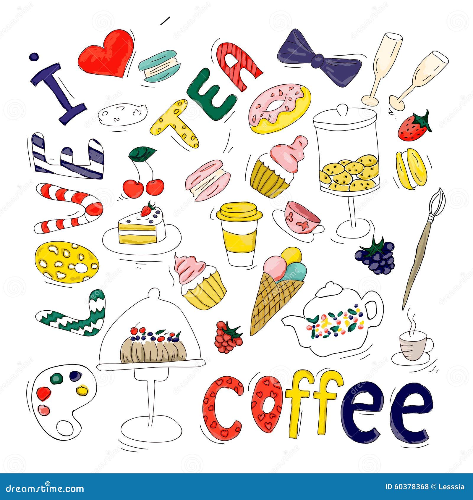 Hand draw sweets. stock vector. Illustration of drawing - 60378368