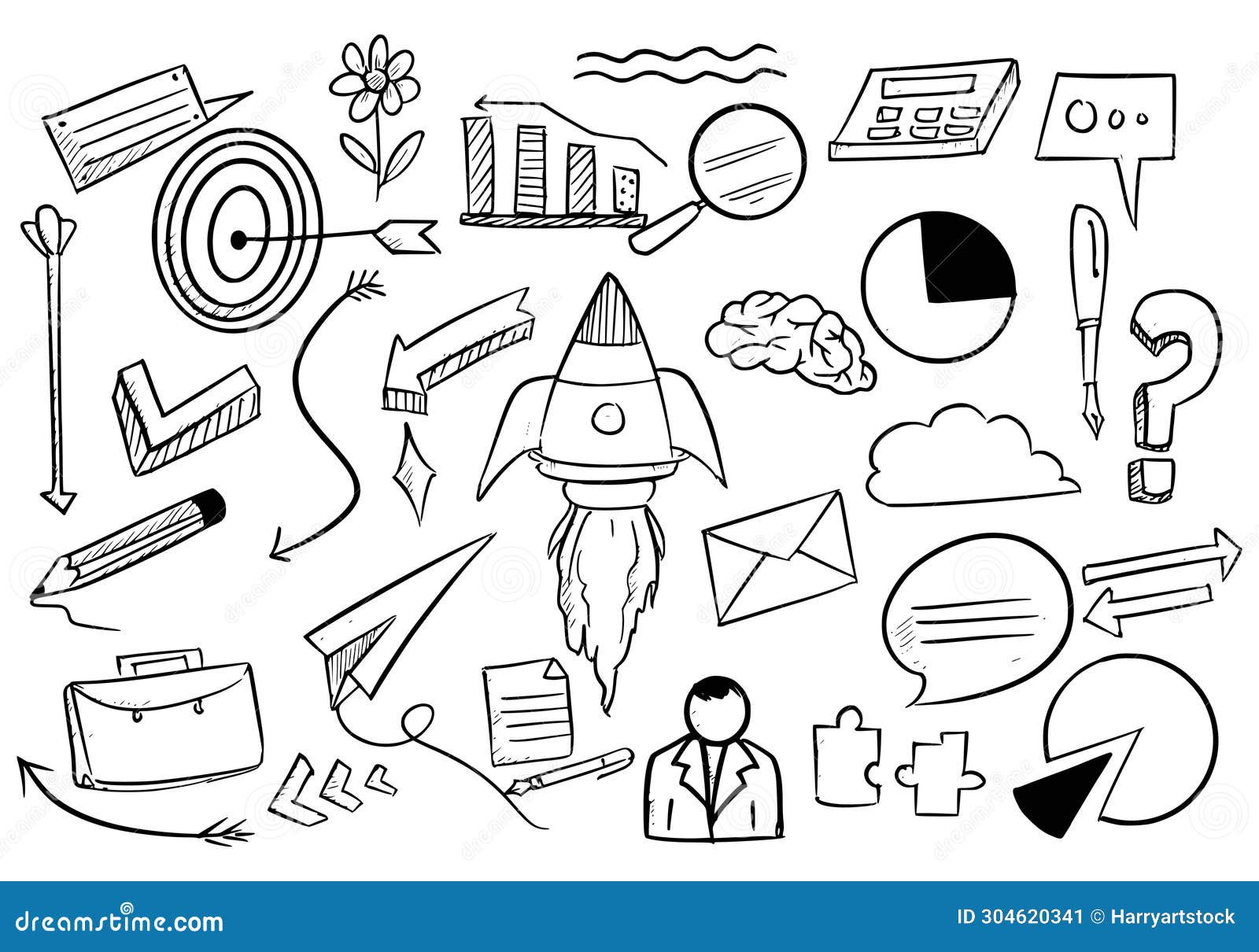 Hand Draw Technology Sketch Doodle Set Design Stock Vector ...