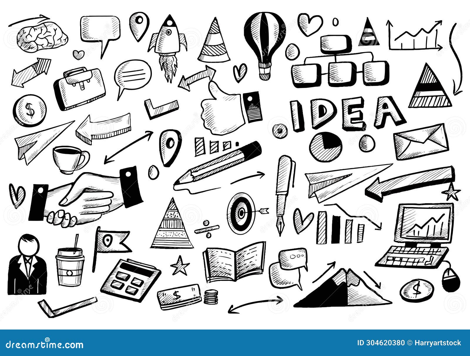 Hand Draw Technology Sketch Doodle Set Design Stock Vector ...